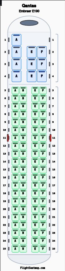 Qantas Embraer E190 Seat Map & Seating Chart | Flight Seatmap