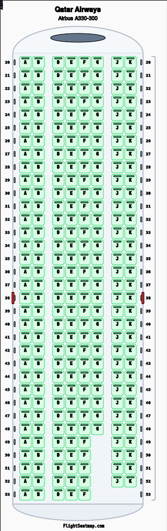 Qatar Airways Airbus A330-300 Seat Map & Seating | Flight Seatmap