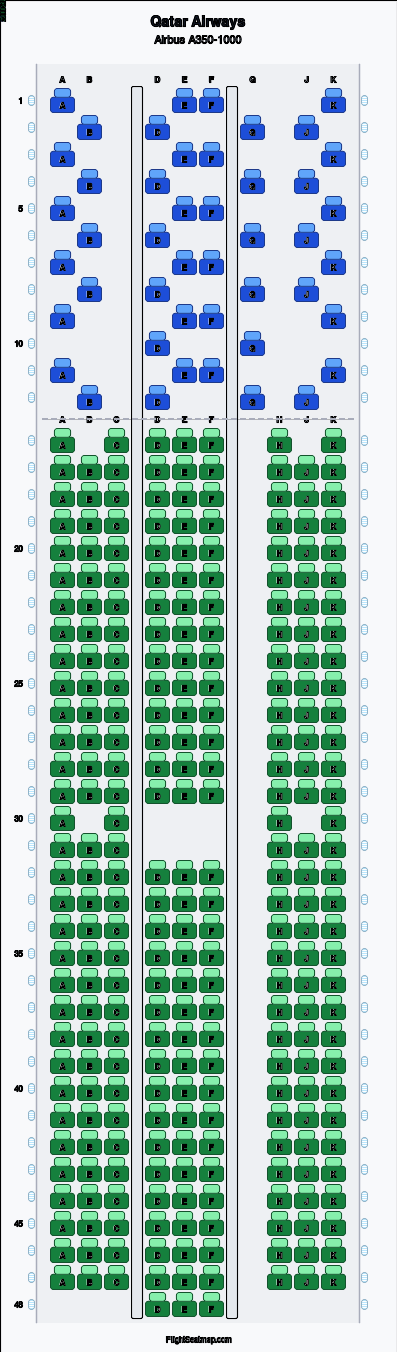 Qatar Airways Airbus A350-1000 Seat Map & Seating | Flight Seatmap