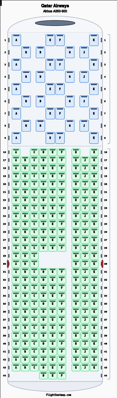 QR915 Seat Map - Qatar Airways Adelaide to Doha | Flight Seatmap