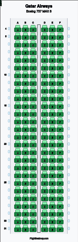 Qatar Airways - Boeing 737 MAX 8 Seat Map & Seating | Flight Seatmap