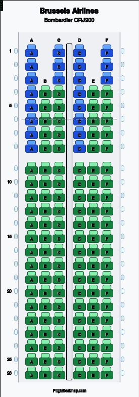 Brussels Airlines Bombardier CRJ900 Seat Map & | Flight Seatmap