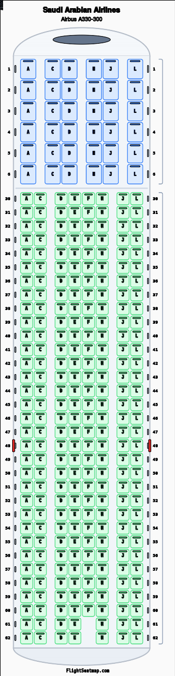Saudi Arabian Airlines Airbus A330-300 Seat Map & | Flight Seatmap