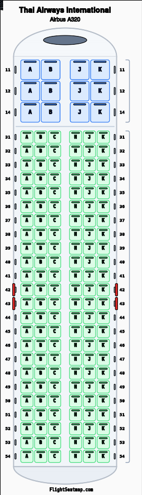 Thai Airways International Airbus A320 Seat Map & | Flight Seatmap