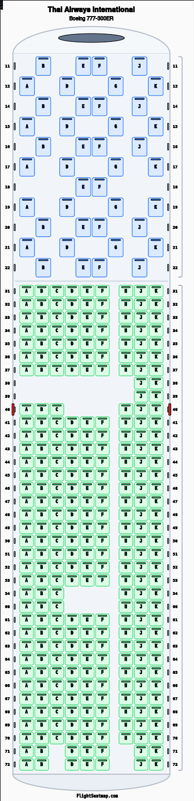 TG673 Seat Map - Thai Airways International Osaka to | Flight Seatmap
