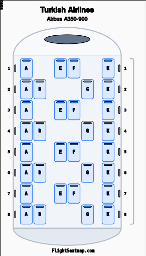 Mapa de Assentos Turkish Airlines TK67 de DPS para | Flight Seatmap