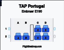 TAP Portugal Embraer E190 Seat Map & Seating Chart | Flight Seatmap