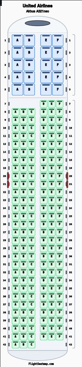 United Airlines Airbus A321neo Seat Map & Seating | Flight Seatmap