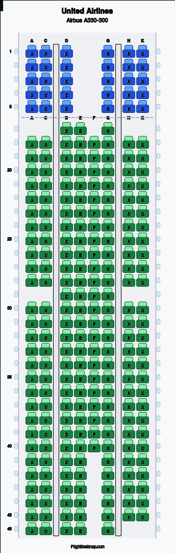 United Airlines Airbus A330-300 Seat Map & Seating | Flight Seatmap