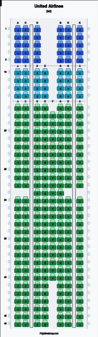 United Airlines 343 Seat Map & Seating Chart | Flight Seatmap