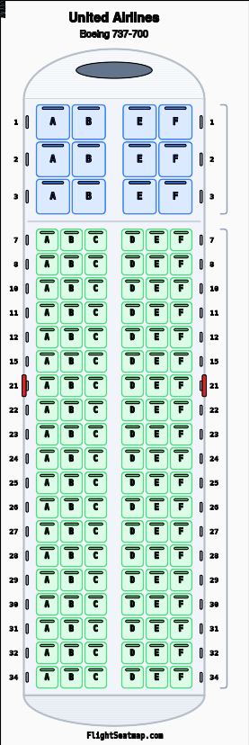 United Airlines Boeing 737-700 Seat Map & Seating | Flight Seatmap