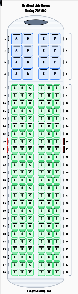 United Airlines Boeing 737-800 Seat Map & Seating | Flight Seatmap