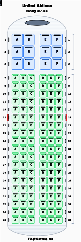 United Airlines Boeing 737-900 Seat Map & Seating | Flight Seatmap
