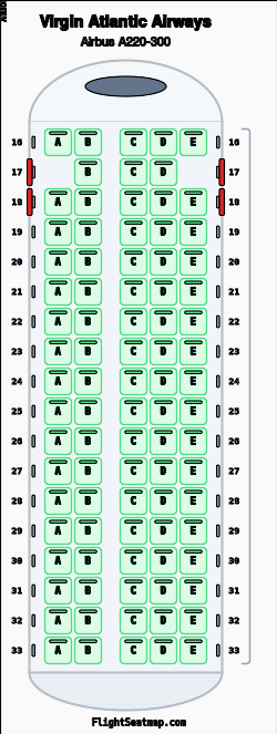 Virgin Atlantic Airways Airbus A220-300 Seat Map & | Flight Seatmap