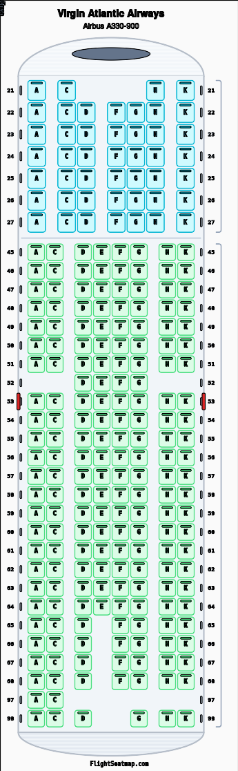 Virgin Atlantic Airways Airbus A330-900 Seat Map & | Flight Seatmap