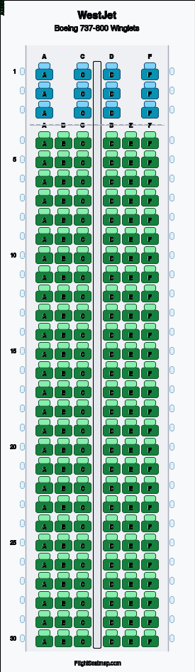 WestJet Boeing 737-800 Winglets Seat Map & Seating | Flight Seatmap